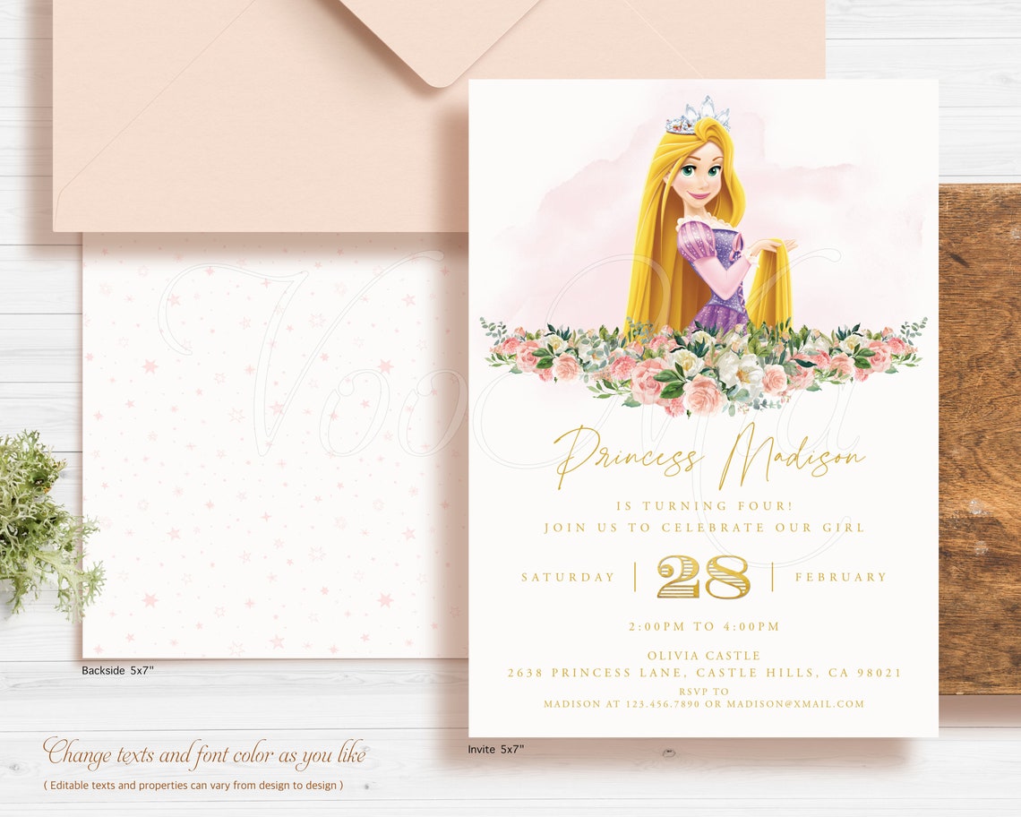 Rapunzel Princess Invitation Tangled Birthday Invite - Etsy
