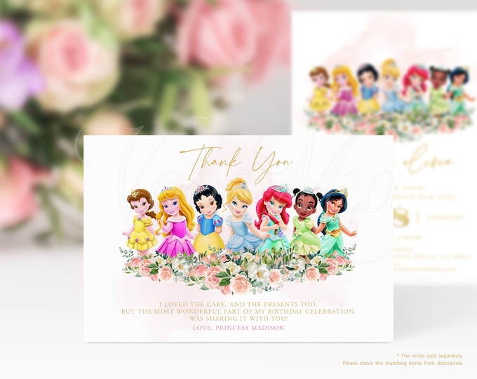 Disney Princess Thank You Card Chalkboard Princess Thanks Disney ...