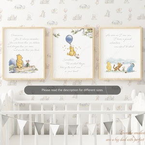 Classic Winnie the Pooh Nursery Decor, Set of 3 Winnie the Pooh Quote ...