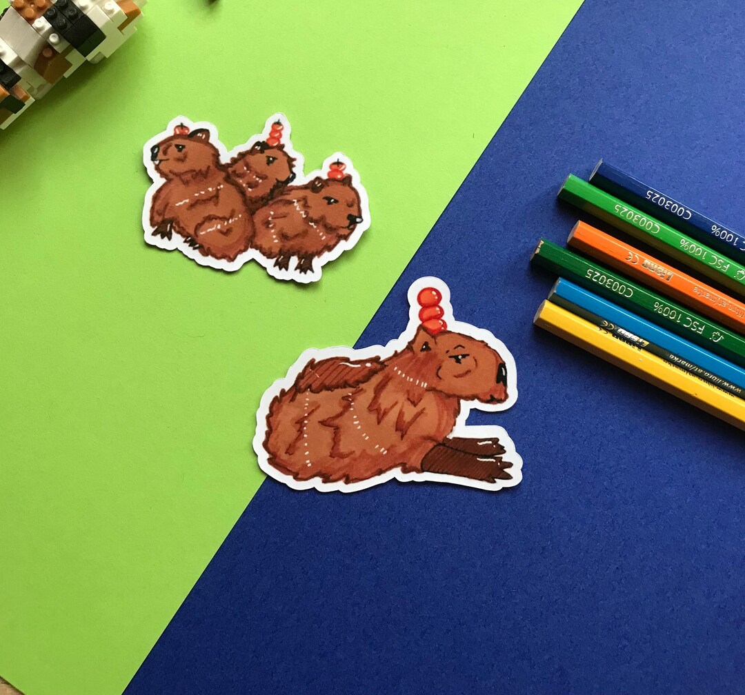 Capybara Sticker / Cute Sticker / Animal Sticker / Digital Art ...