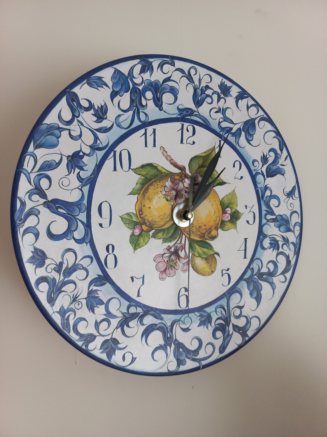 Italian Style Lemons Wall Hanging Clock With Painting Hand-painted ...