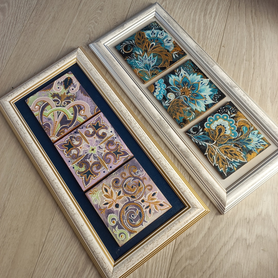 Wall Hanging Decor Hand-painted Tiles, Wall Art, Tile Wall Art ...