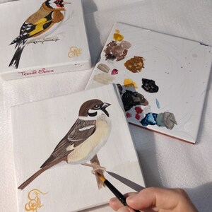 Decorative Kitchen Decor Wall Hanging "birds" SET Painting Wood Wall ...