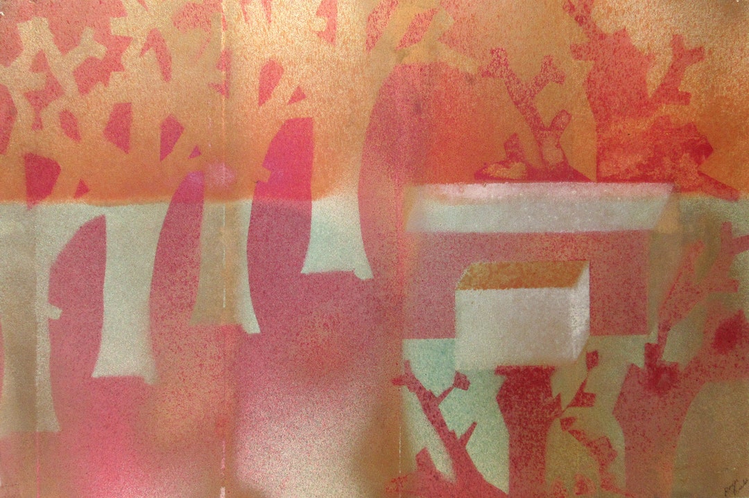 Enamel Spray Paint Tree Art on Paper - Etsy