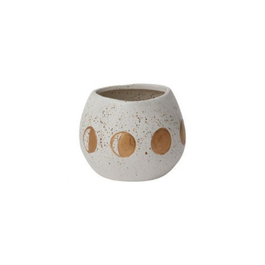Moon Phases Ceramic Pot Planter Speckled Ceramic Pot With Gold Moons - Etsy