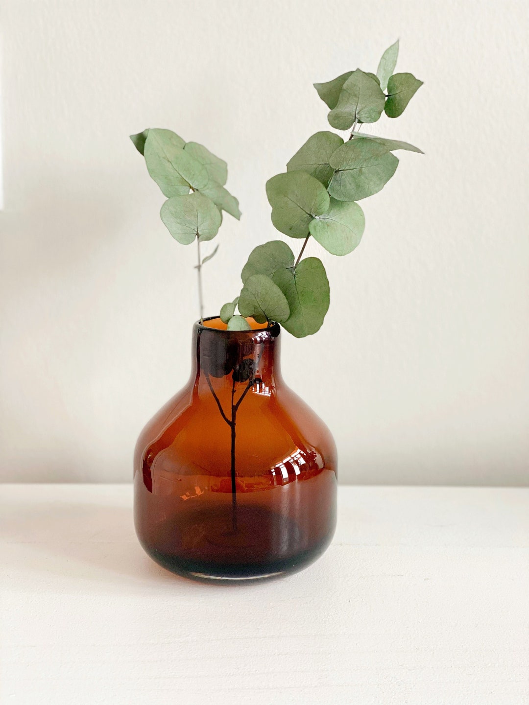 Amber Glass Vases | Bottleneck Brown Bud Vase - Etsy