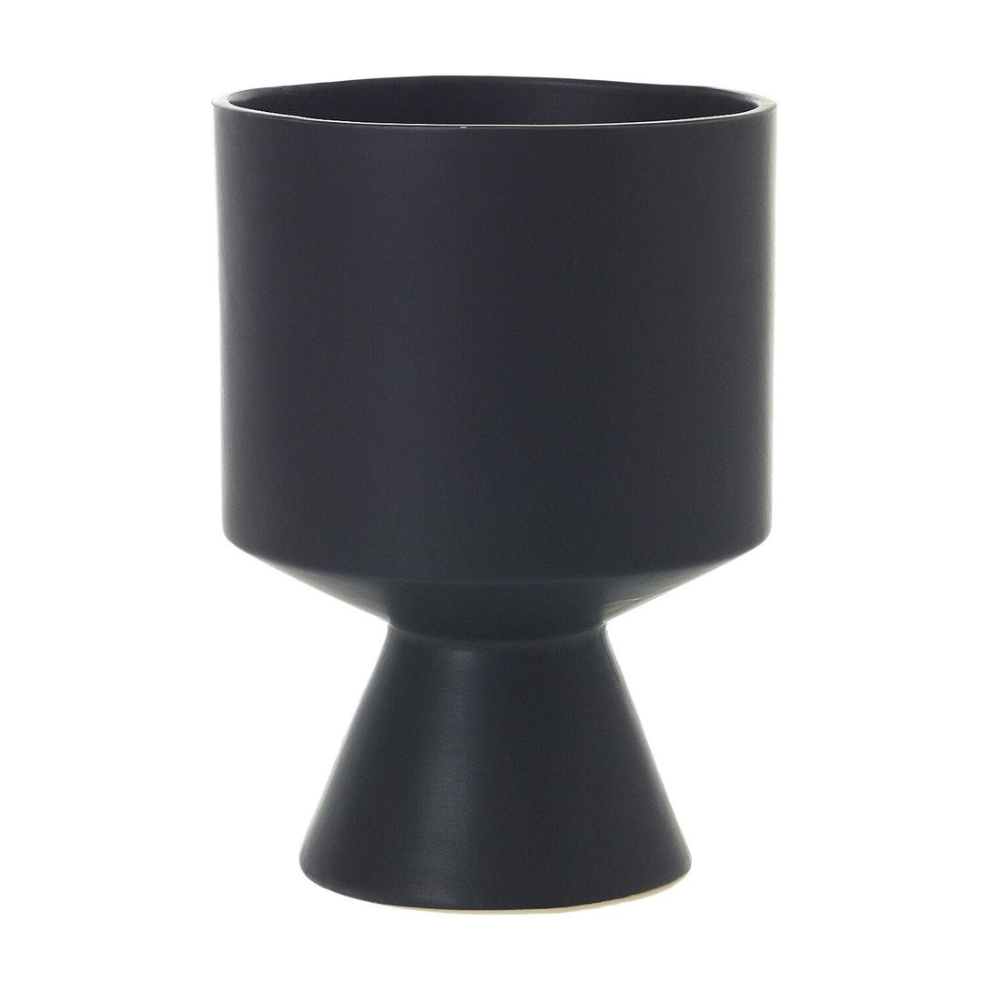 Footed Ceramic Planter | Matte Black Tapered Plant Pot - Etsy