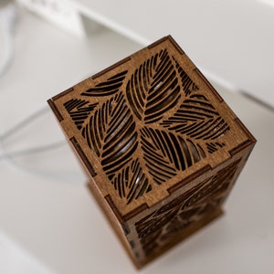The Leaf Decorated Wooden Table Lamp Light Box Laser Cut - Etsy