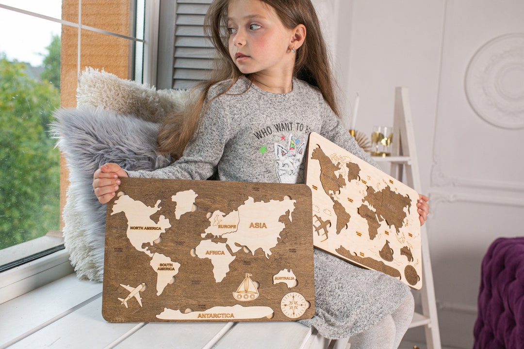 United States Wooden Map Puzzle Tracker, America Wooden Puzzle ...