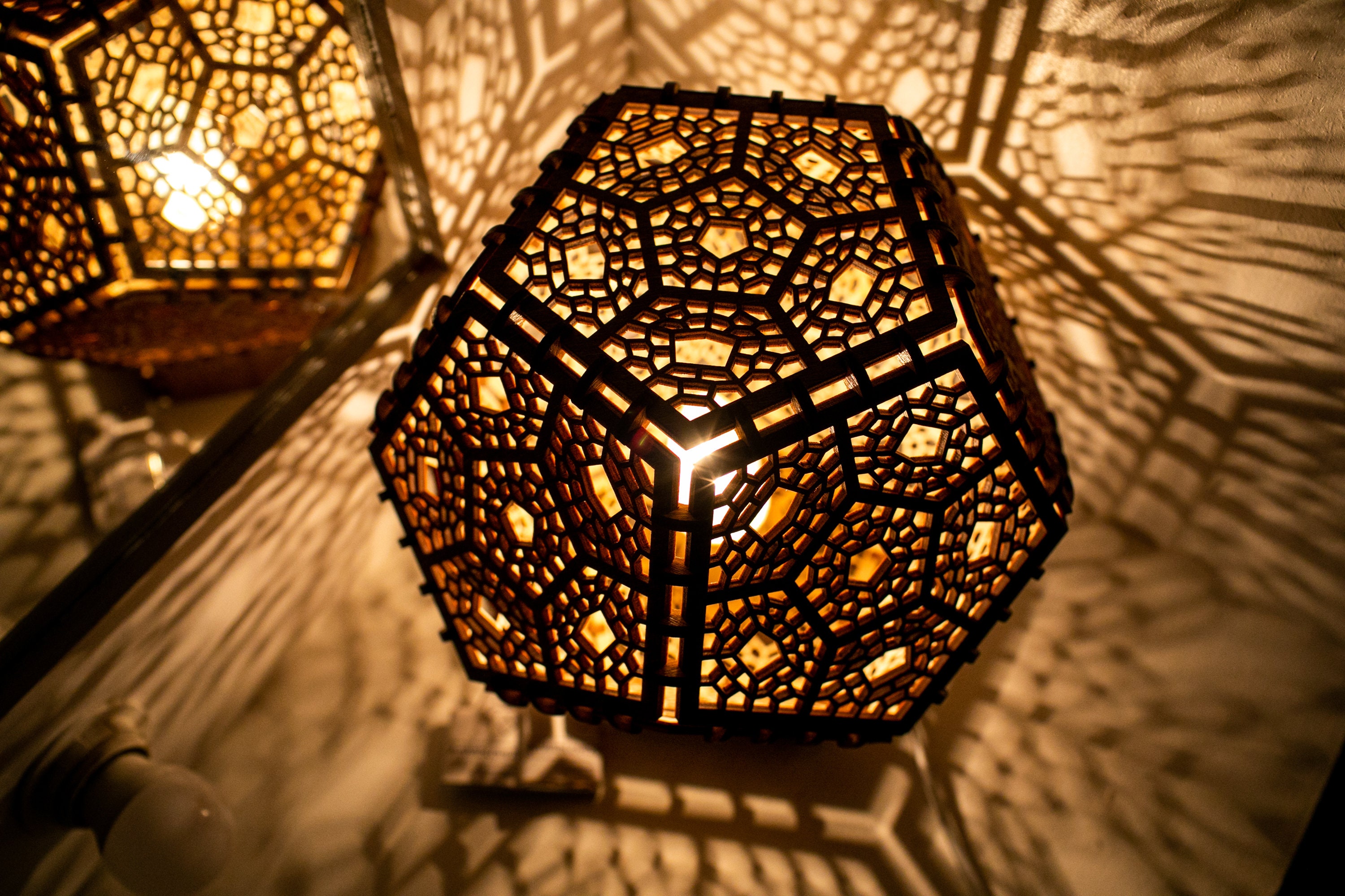 Lamp Hexagon Wood Table Lamp 3D Printed Wooden Table Light - Etsy