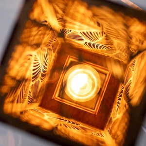 The Leaf Decorated Wooden Table Lamp Light Box Laser Cut - Etsy