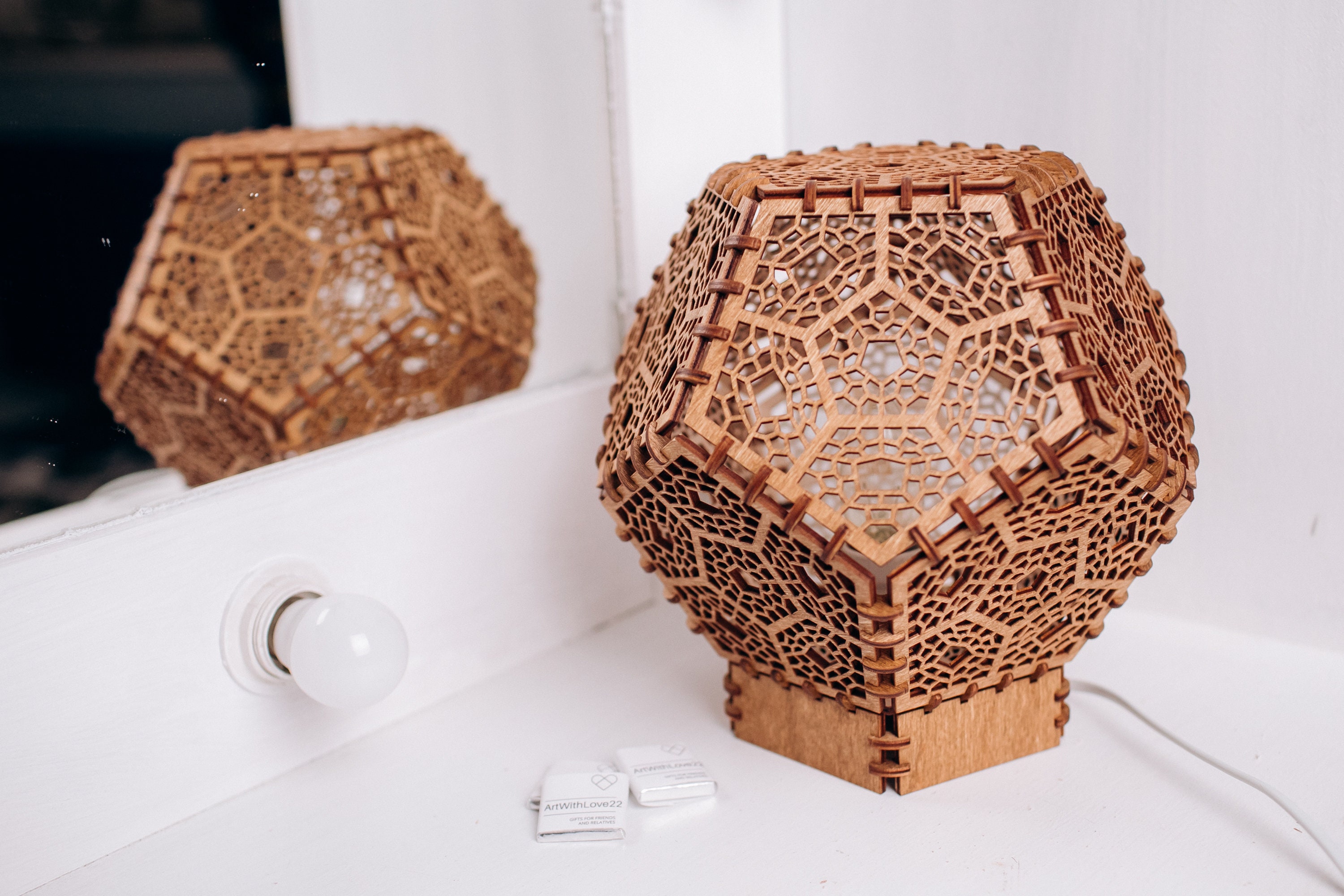 Lamp Hexagon Wood Table Lamp 3D Printed Wooden Table Light - Etsy