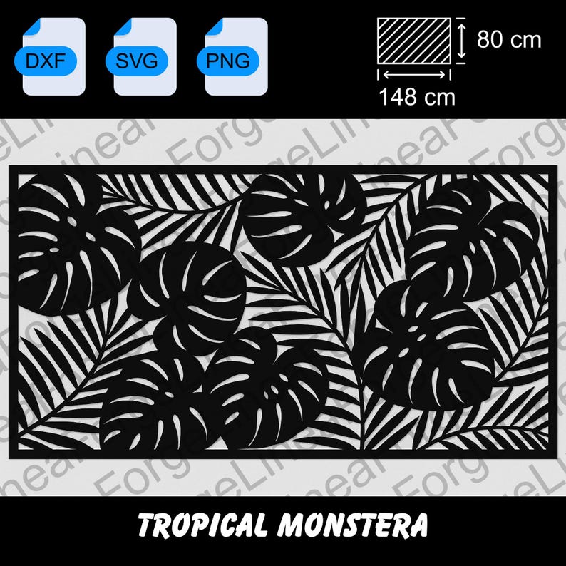 Laser Cut Tropical Monstera Panel SVG DXF – Tropical Privacy Screen ...