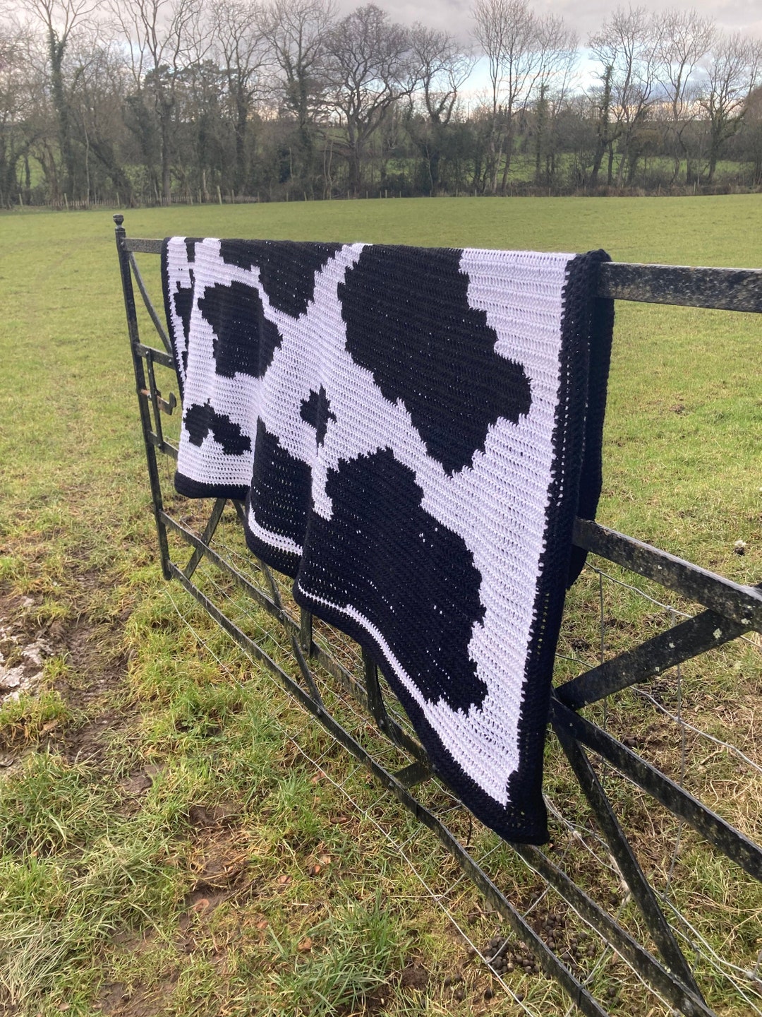 Cow Crochet Throw Blanket Pattern - Etsy