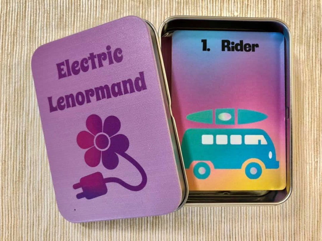 Electric Lenormand Cards Deck With Matching Tin Box | Cute Lenormand ...