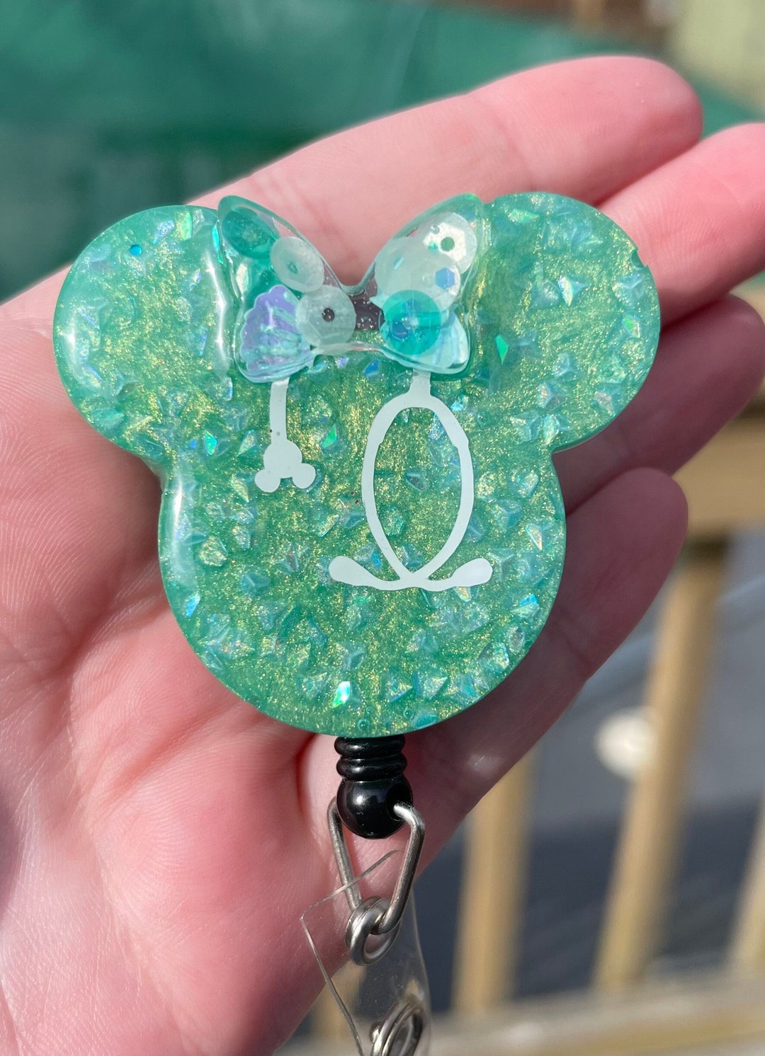 Light Green Minnie Inspired Badge Reel; Stethoscope Badge Reel Nurse ...