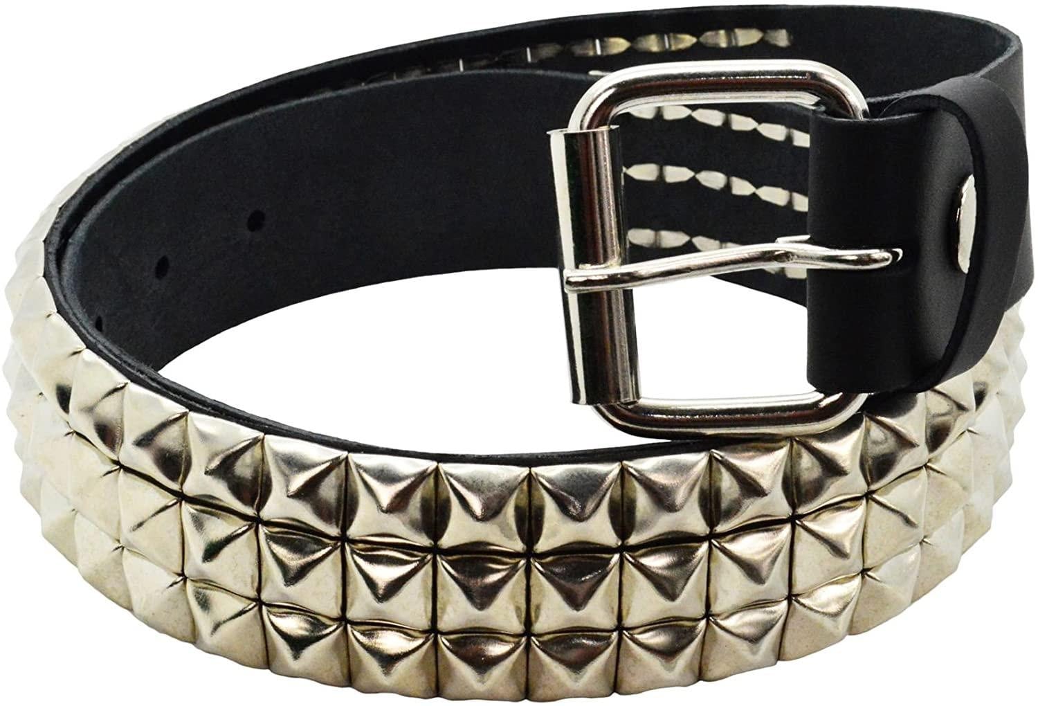 Stud Belt in Real Leather With 3 Rows of Pyramid Studs 51mm - Etsy UK