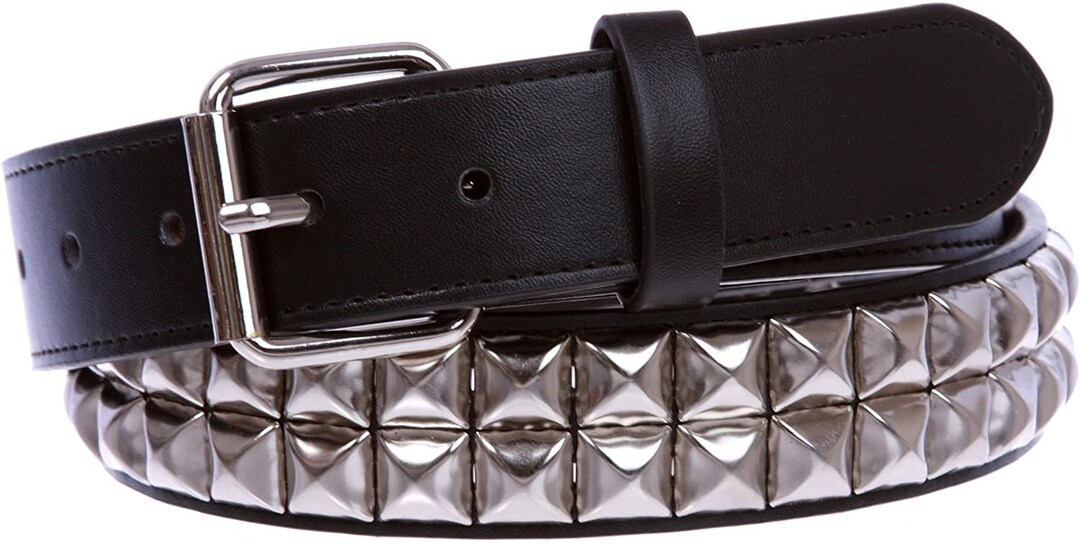Stud Leather Belt With Pyramid Studs. 2 Row Pyramid Stud Belt in Black ...