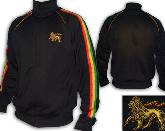 Rasta Stripe Zip up Track Jacket With Lion Motif - Etsy UK