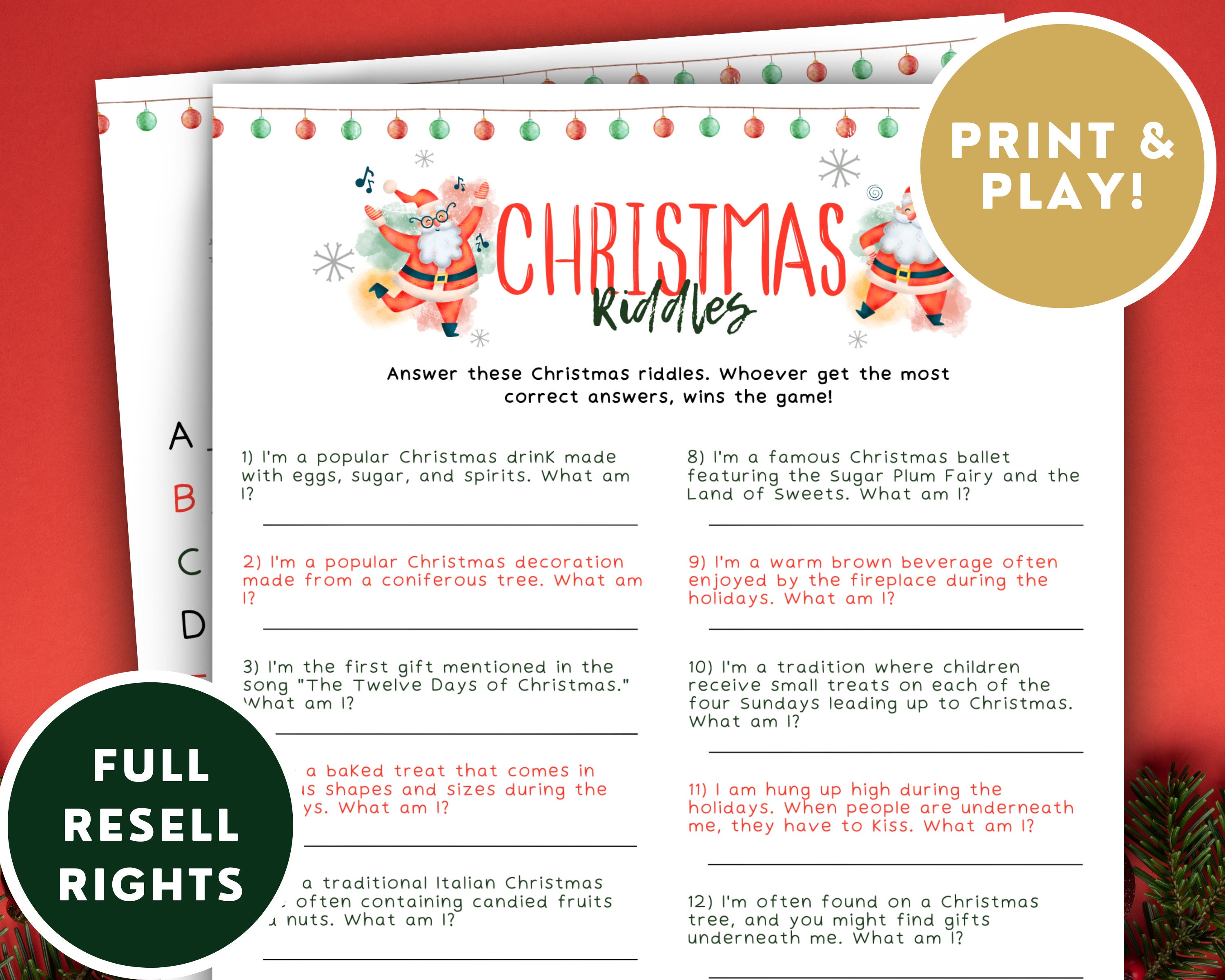 Editable PLR Printable Christmas Games Bundle | Christmas Party Games ...