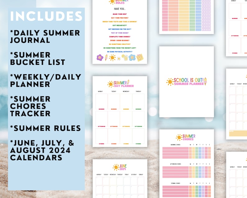 Editable PLR 2024 Summer Planner | Summer Calendar | Summer Checklist ...