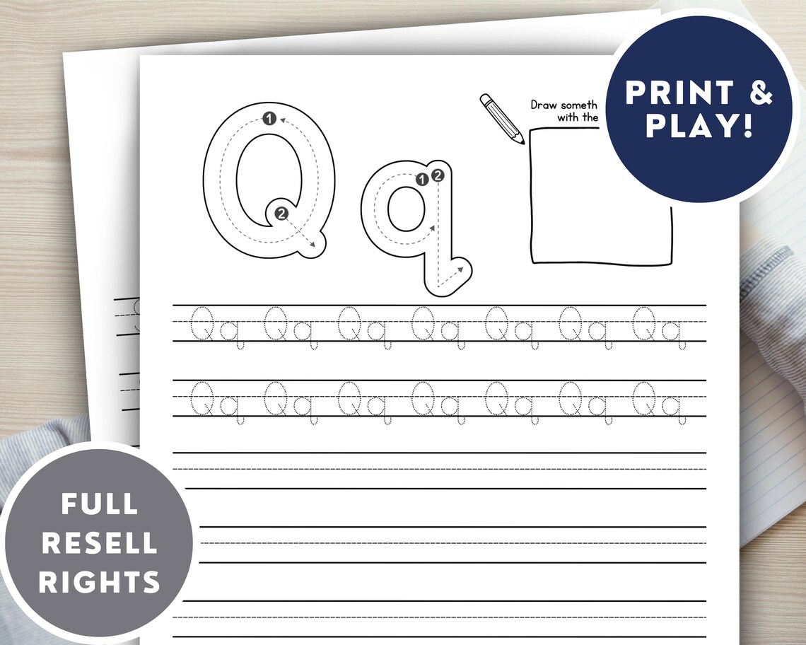 Printable PLR Alphabet Tracing Sheet Pack | Commercial Use Worksheets A ...