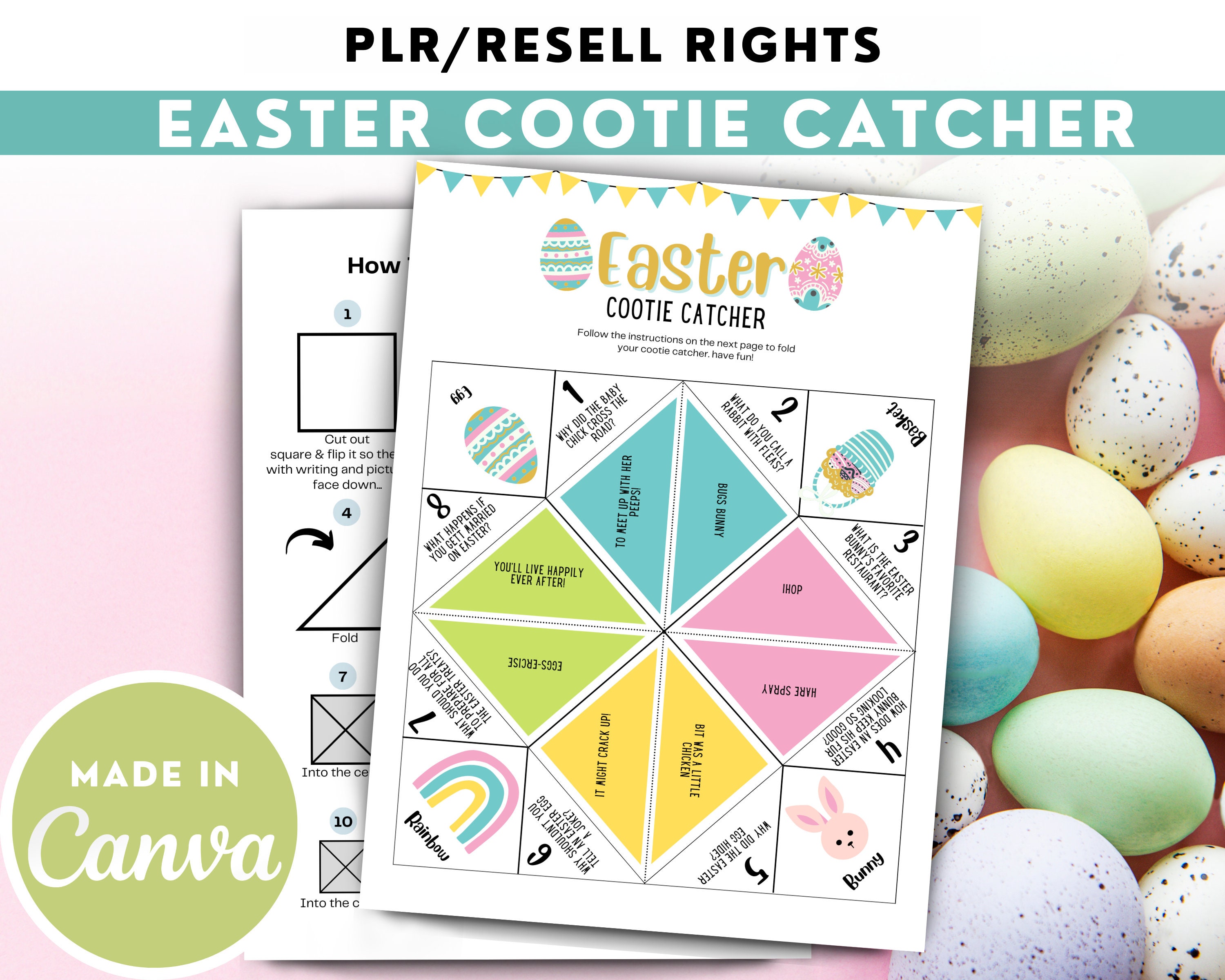 Editable PLR Easter Cootie Catcher Printable | Easter Activities for ...