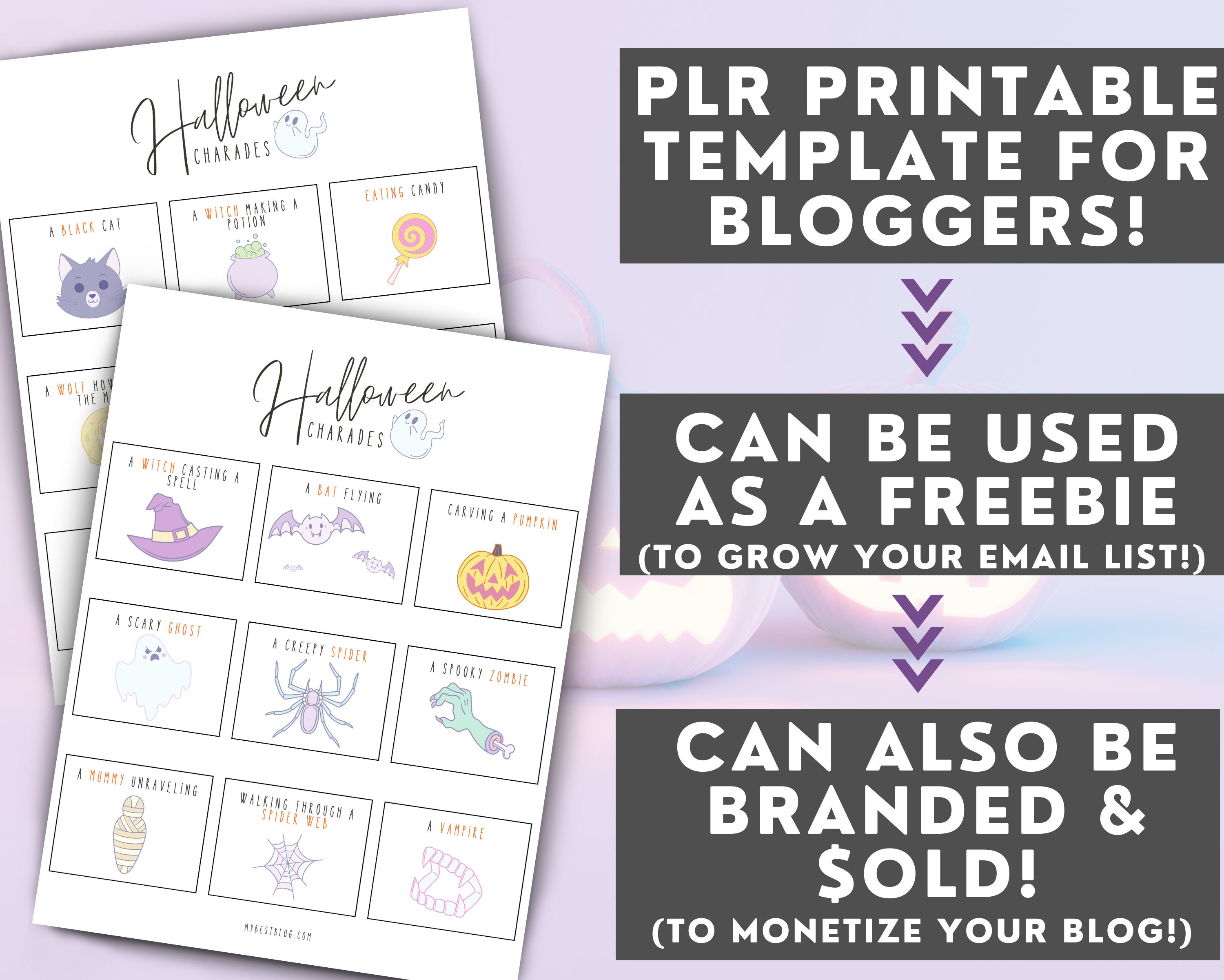 PLR Halloween Charades Game Printable Template | Bloggers Halloween ...