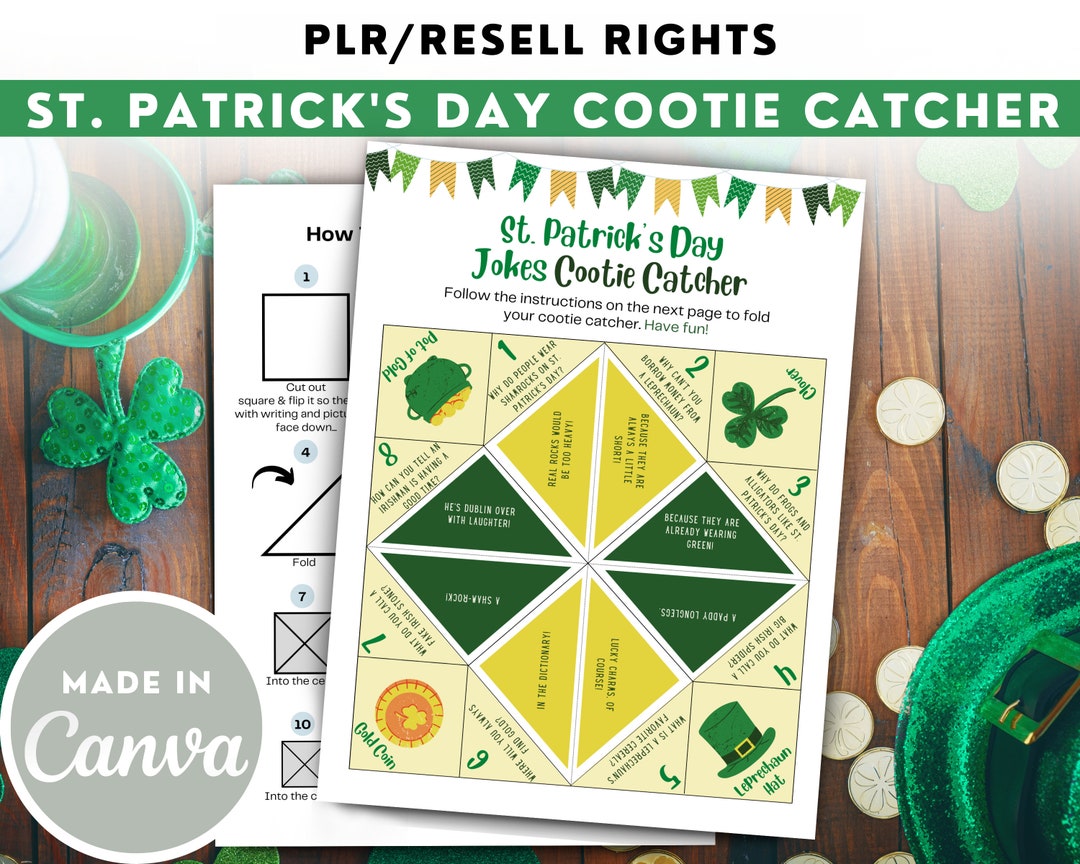 Editable PLR St. Patrick's Day Kids' Cootie Catcher | St. Patrick's Day ...