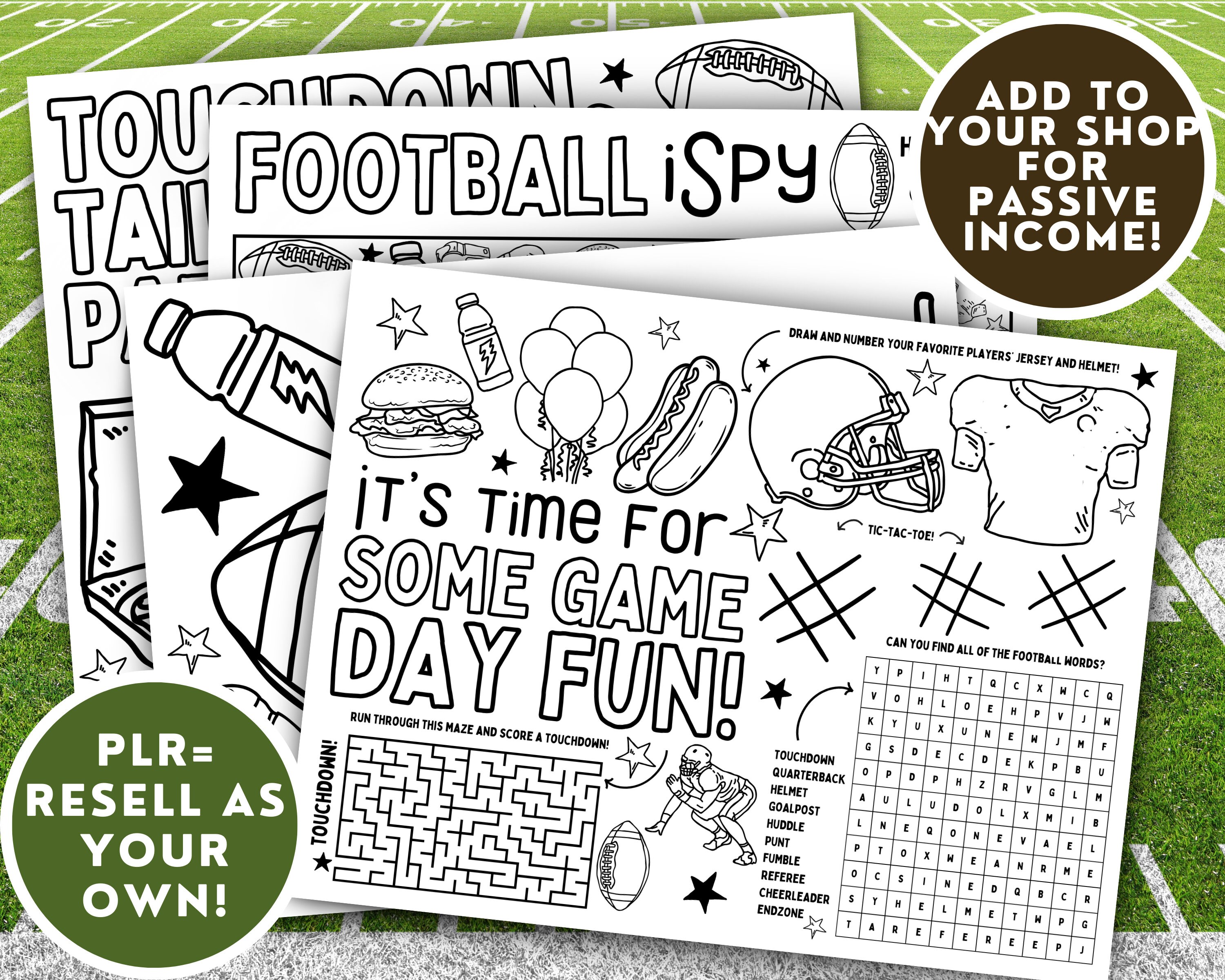Editable PLR Printable Football Activity Placemats for Kids | Kids ...