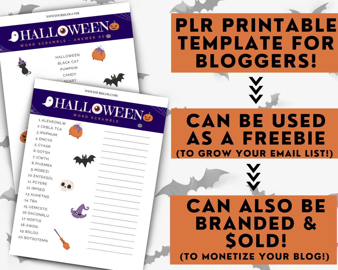 PLR Halloween Word Scramble Game Printable Template | Bloggers ...