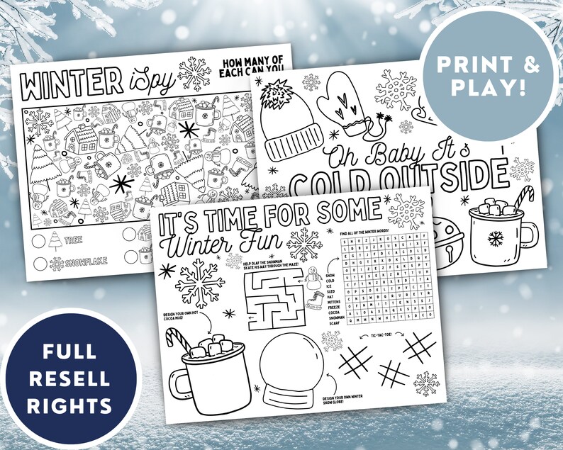 Editable PLR Printable Winter Activities for Kids | Kids Activity ...