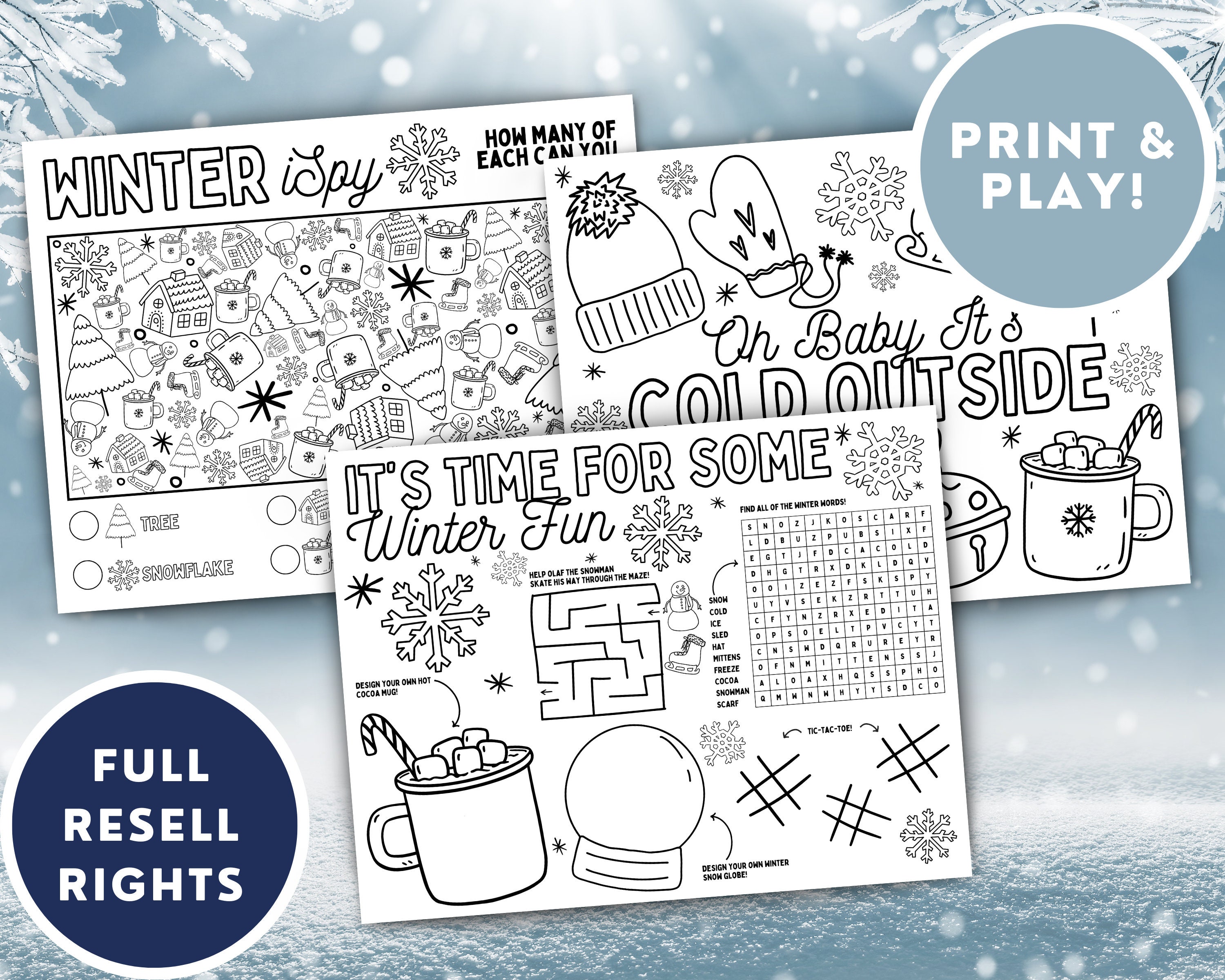 Editable PLR Printable Winter Activities for Kids | Kids Activity ...