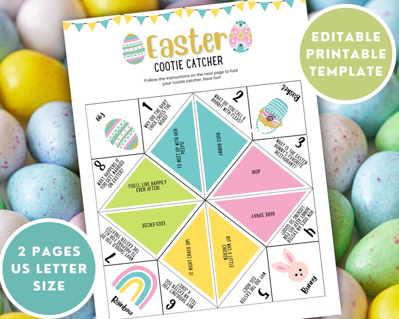 Editable PLR Easter Cootie Catcher Printable | Easter Activities for Kids | Canva Template ...