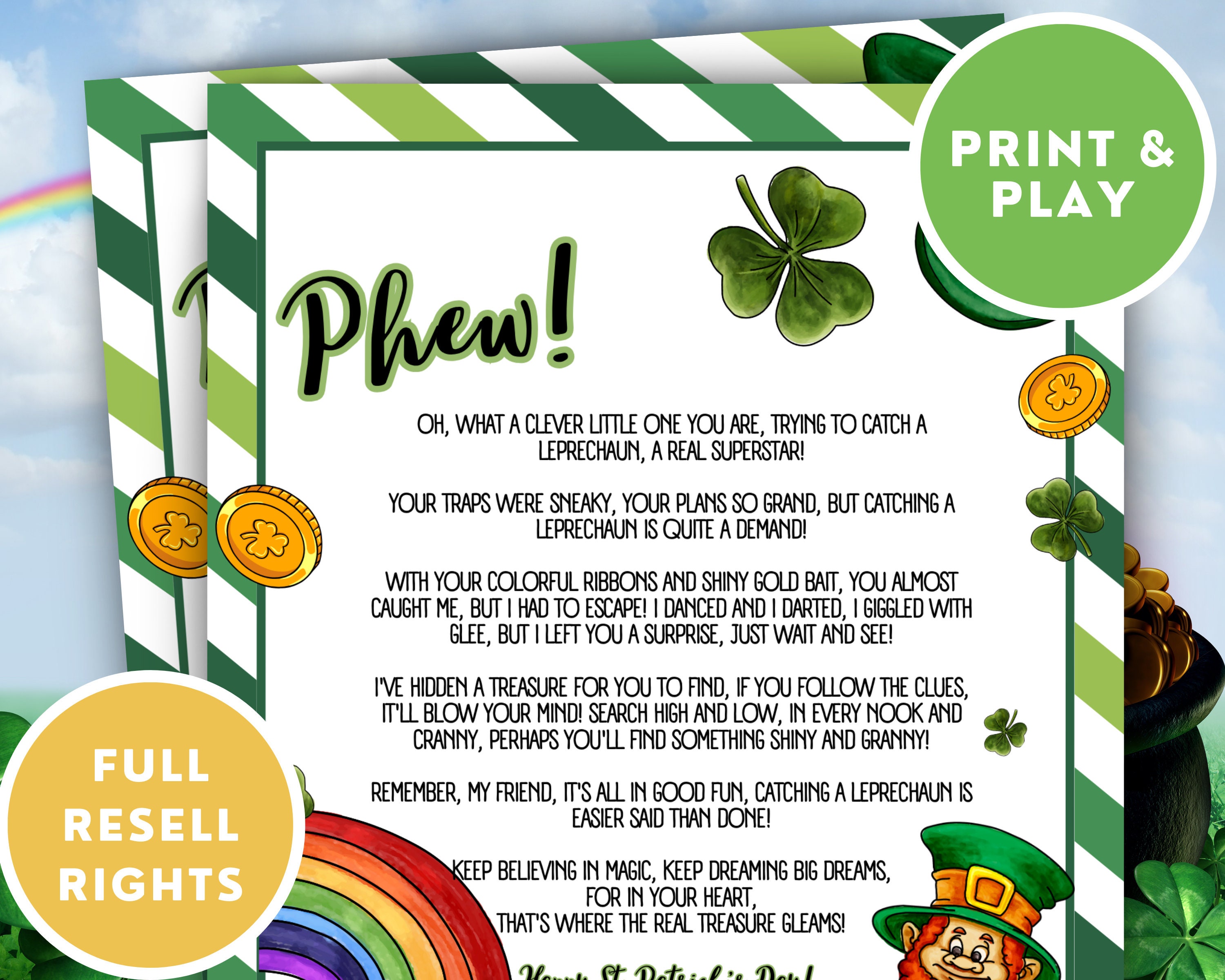 Editable PLR Leprechaun Trap Letter | St. Patrick’s Day Leprechaun Note ...