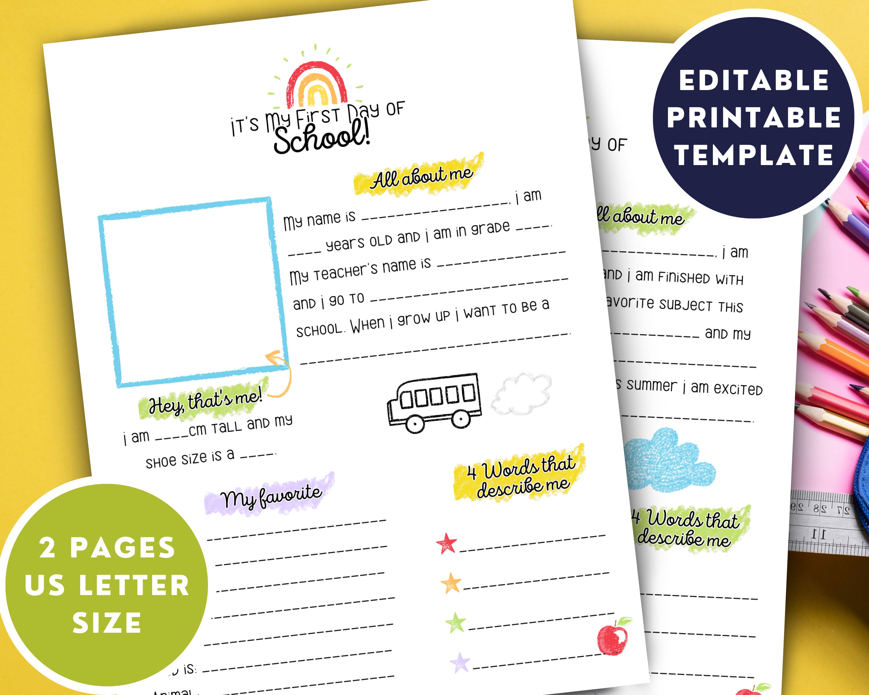 First & Last Day of School Printable | Back to School Questionnaire ...