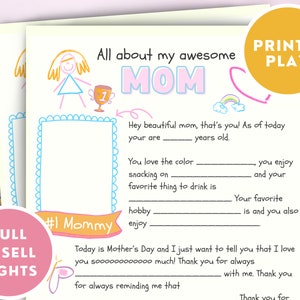 Editable PLR All About Mom Letter for Kids Mother's Day Gift All About ...