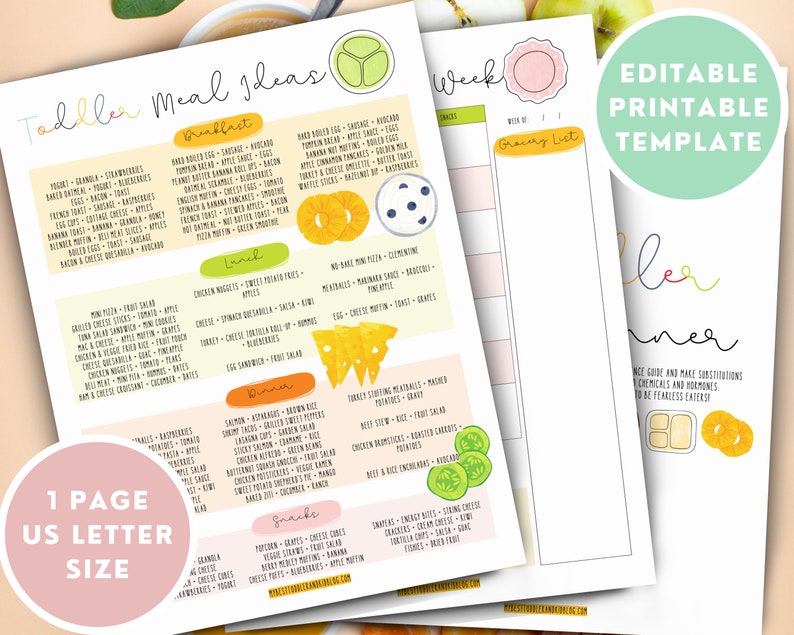 Editable PLR Toddler Meal Planner Printable Template for Mom Blog ...