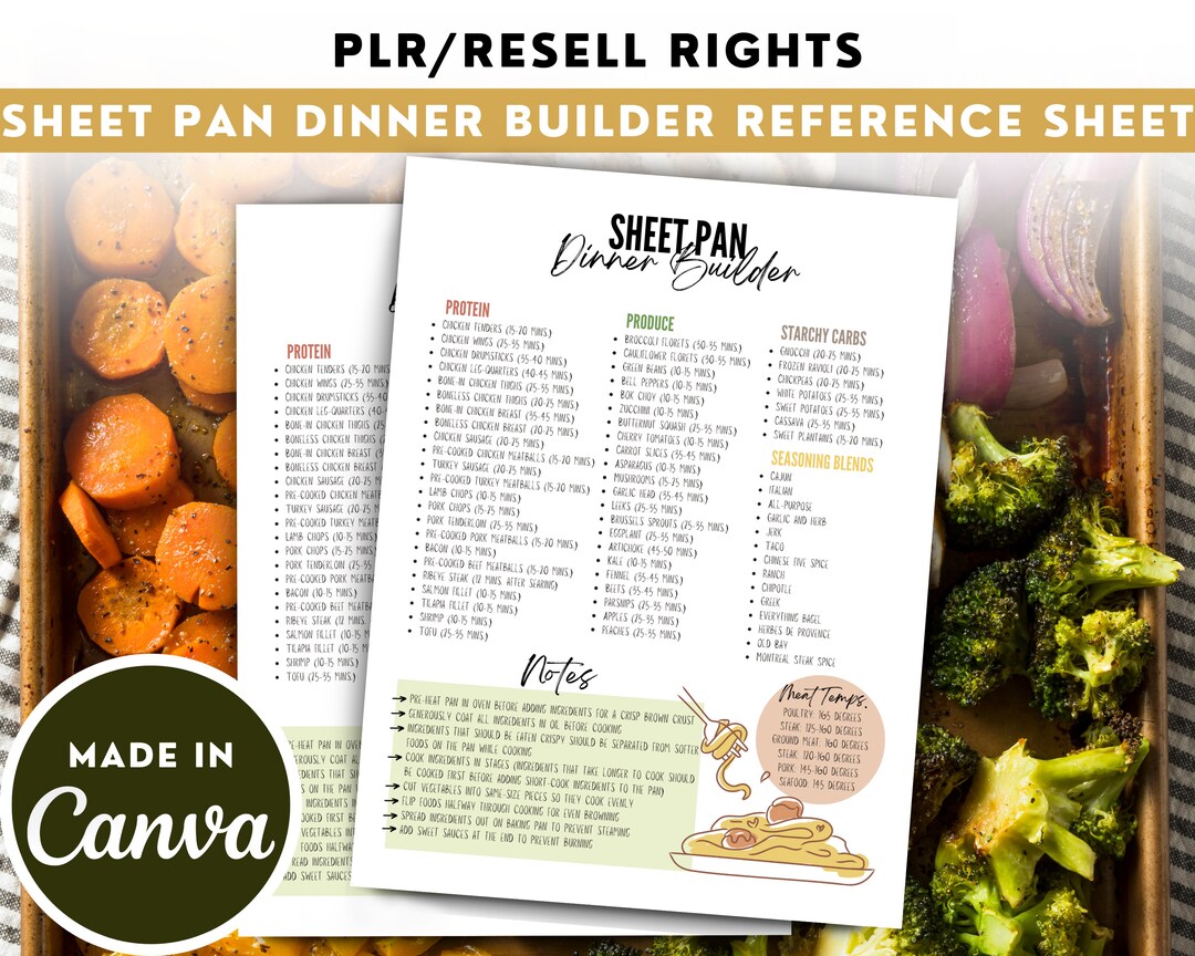 Editable PLR Sheet Pan Dinner Builder Canva Template Food Blogger Canva ...
