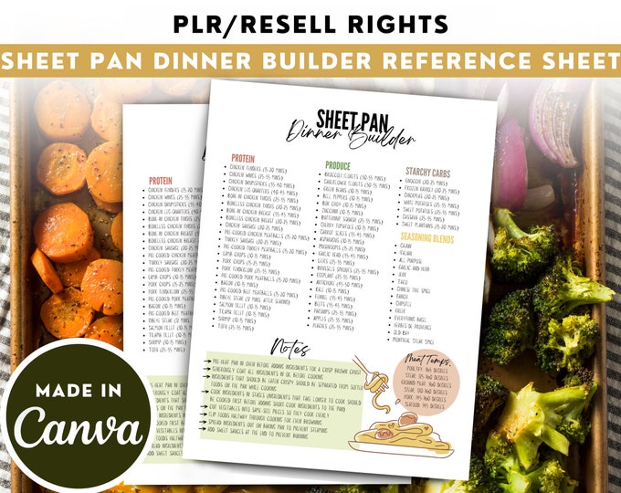 Editable PLR Sheet Pan Dinner Builder Canva Template | Food Blogger ...