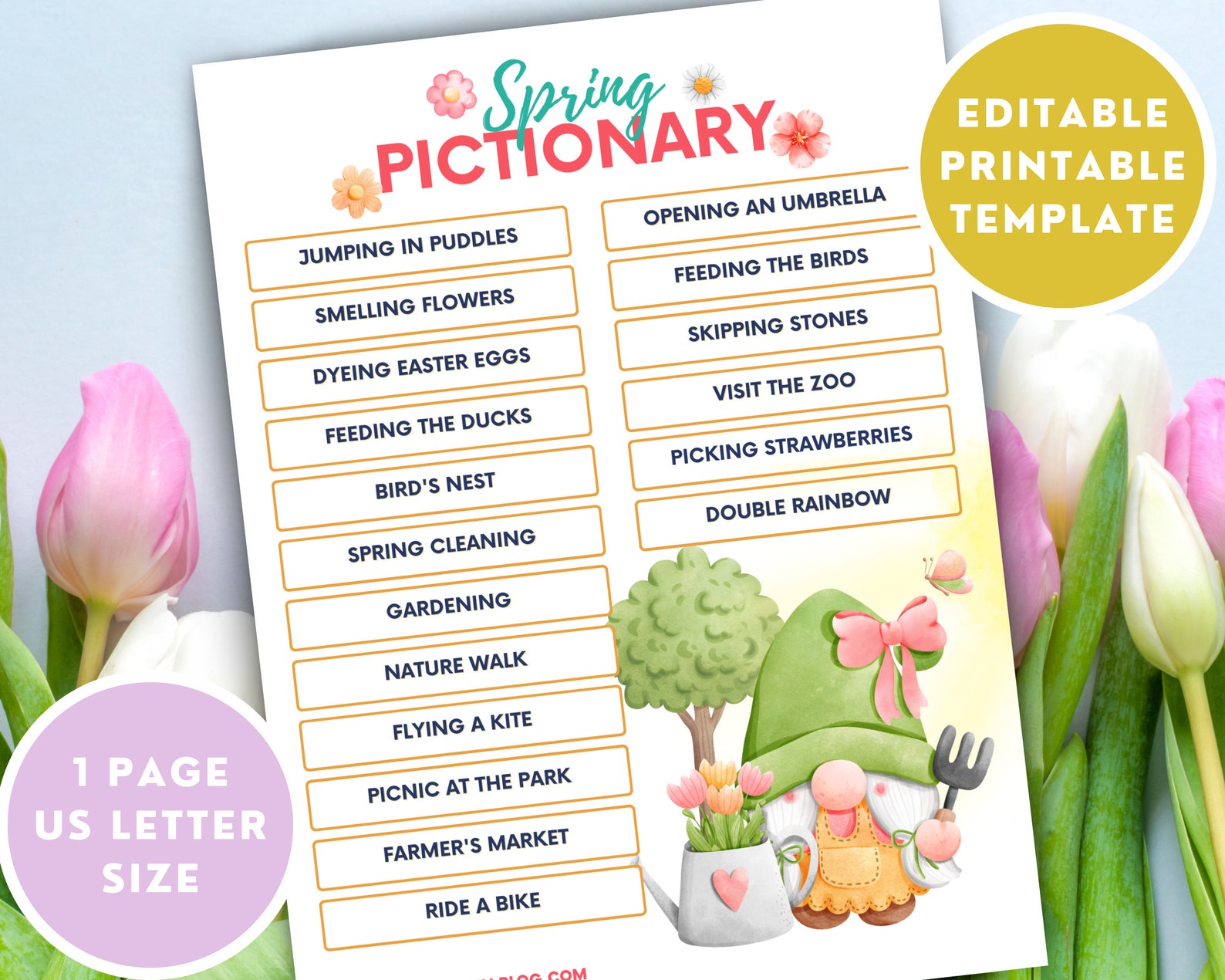 Editable PLR Spring Pictionary Game | Printable Canva Template ...