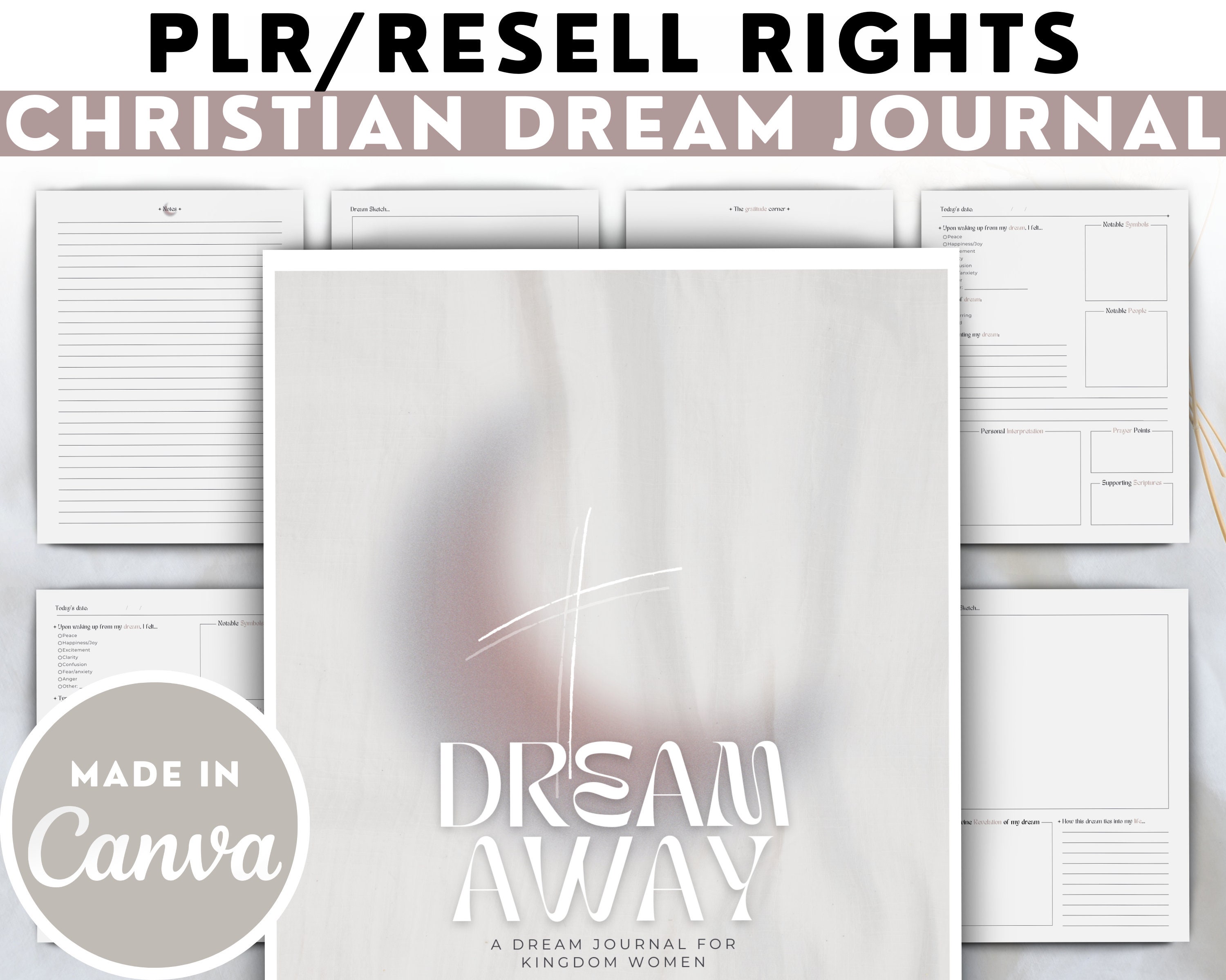 Printable PLR Christian Dream Journal| Commercial Use Daily Dream ...