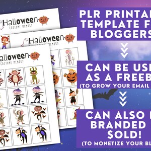 PLR Halloween Memory Game Printable Template | Bloggers Halloween ...