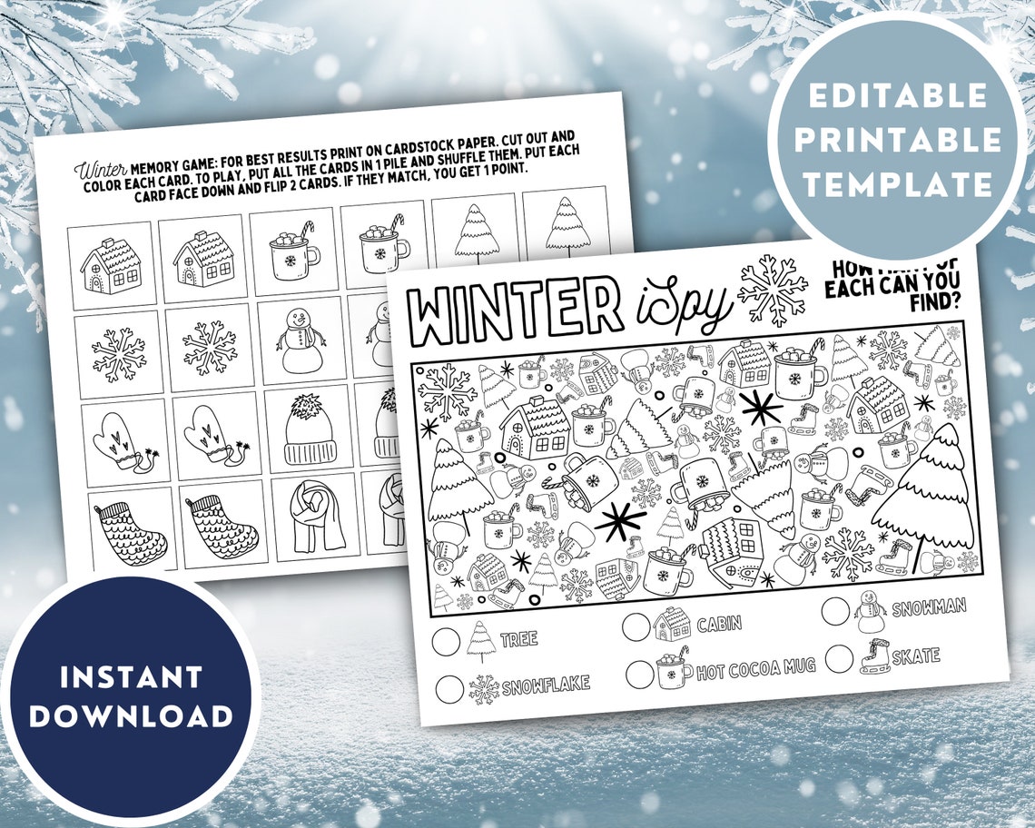 Editable PLR Printable Winter Activities for Kids | Kids Activity ...