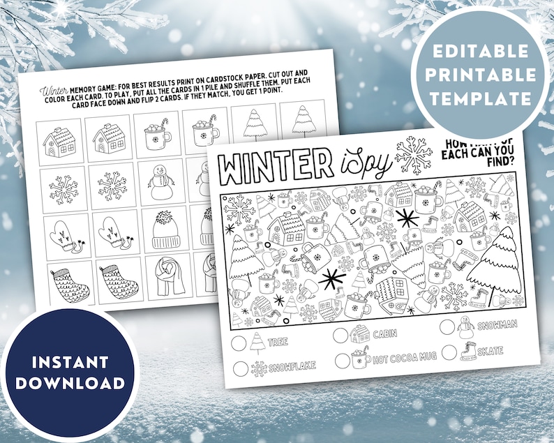 Editable PLR Printable Winter Activities for Kids | Kids Activity ...