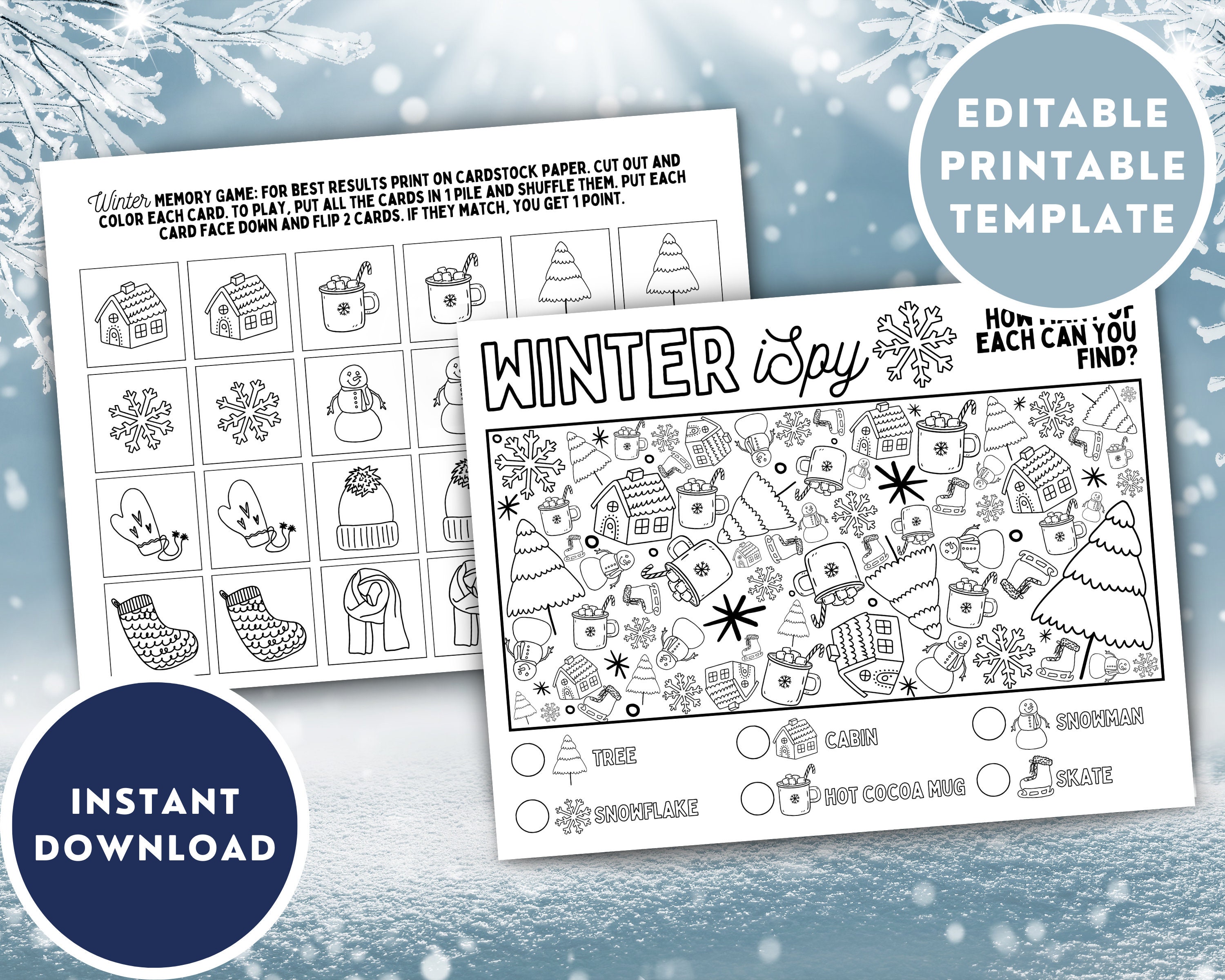 Editable PLR Printable Winter Activities for Kids | Kids Activity ...