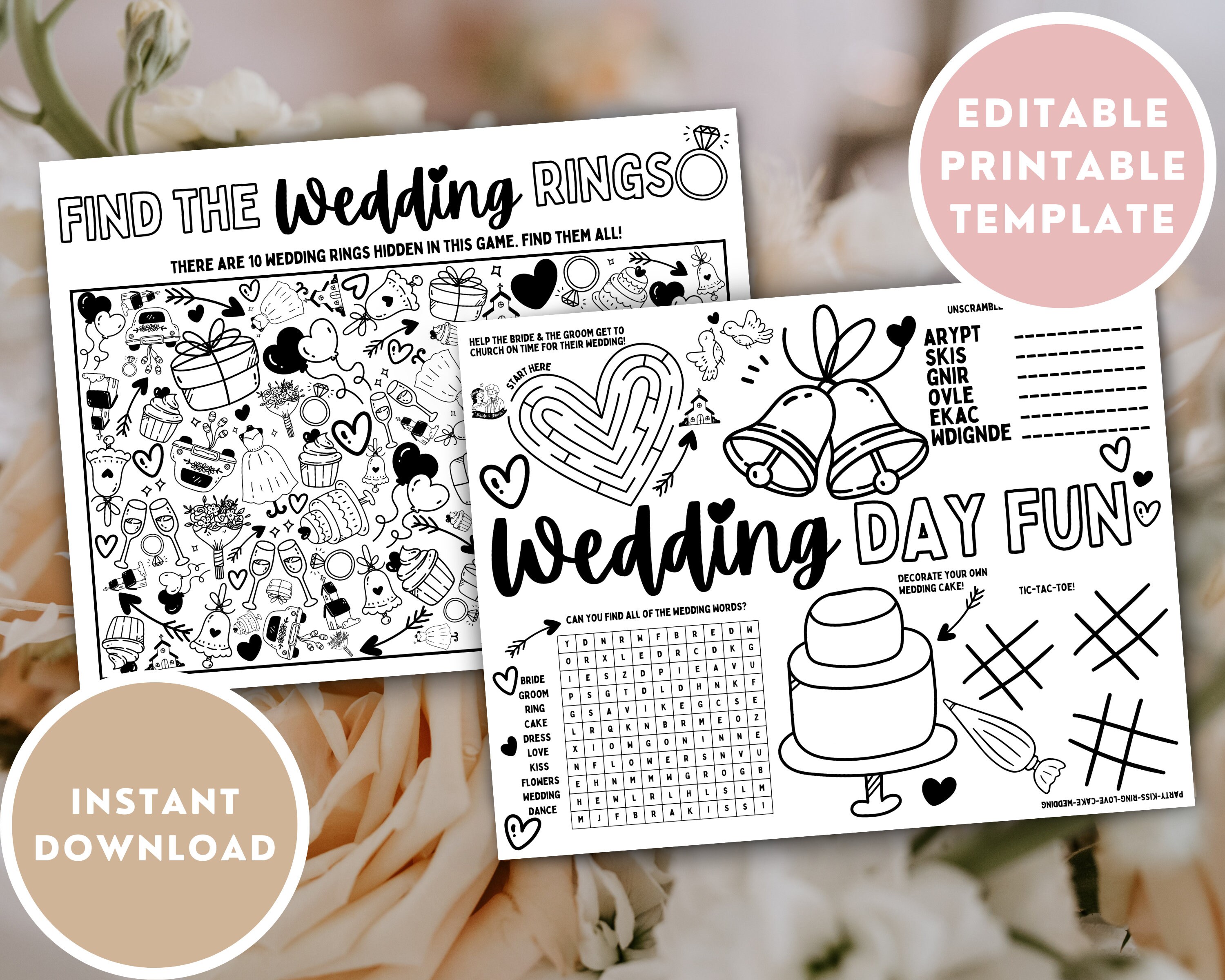 Editable PLR Printable Wedding Activity Pack for Kids | Wedding ...