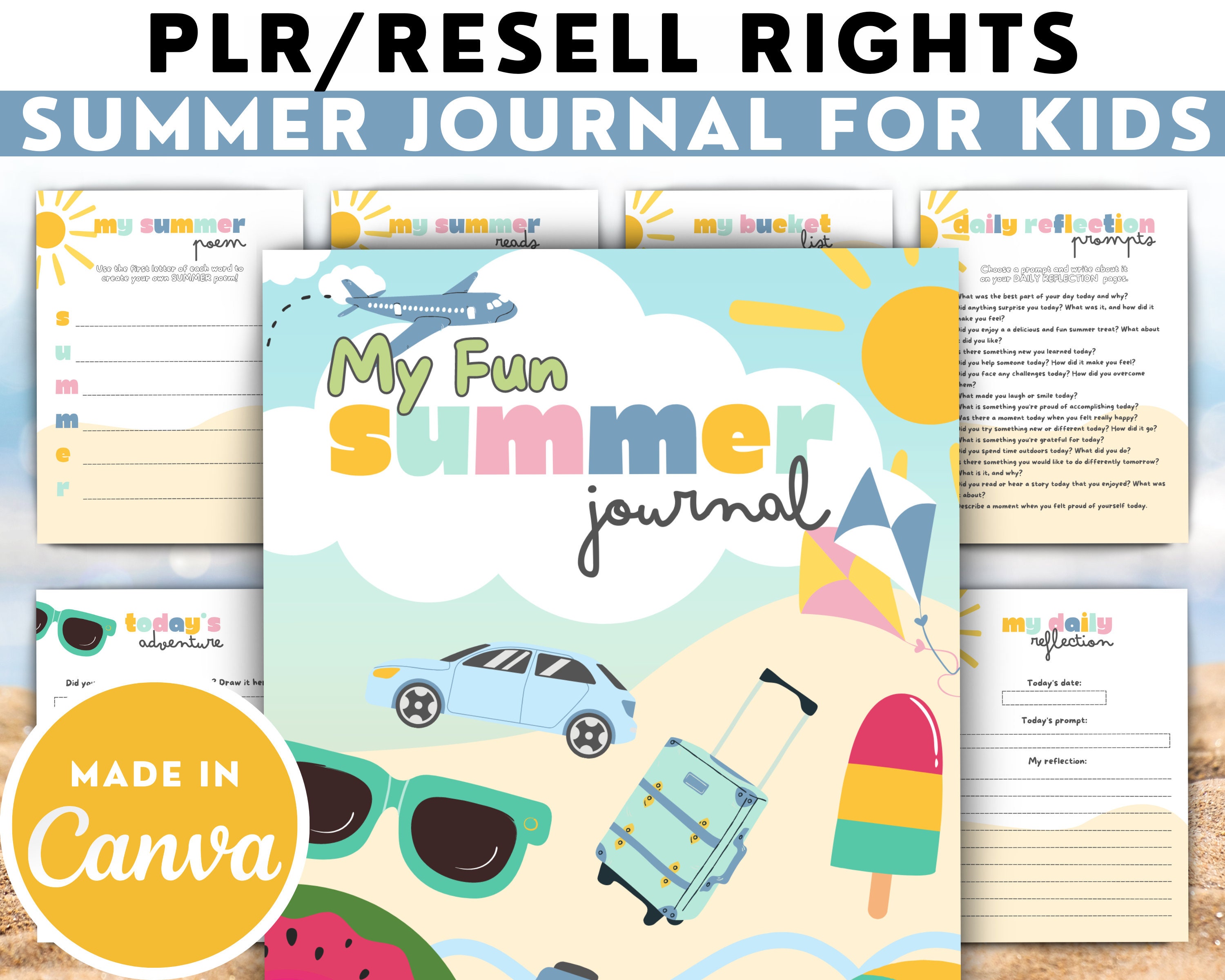 Printable PLR Summer Journal for Kids Commercial Use Printable Summer ...