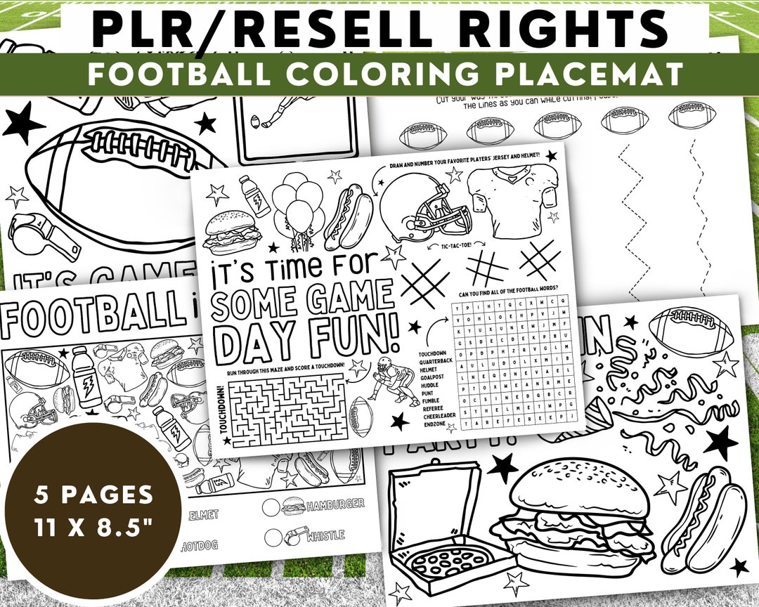 Editable PLR Printable Football Activity Placemats for Kids | Kids ...