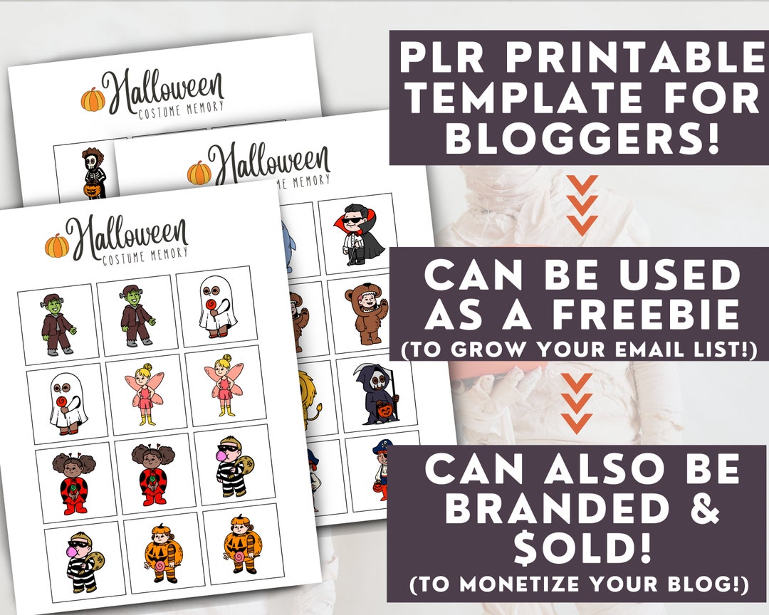 PLR Halloween Memory Game Printable Template | Bloggers Halloween ...